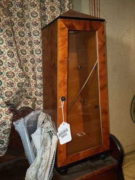 Figured veneer display case w/ glazed door, pyramidal top - Hurley Real ...