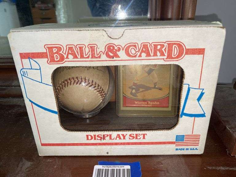 Warren Spahn signed baseball and trading card set in box - Hurley Real ...