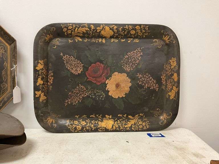 Tole painted tin tray - Hurley Real Estate & Auctions
