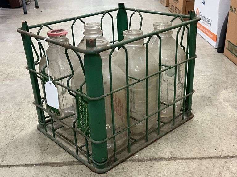 Wire milk crate and Green Spring spring water bottles - Hurley Real ...