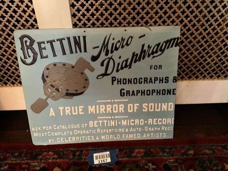 Bettini phonograph diaphragm advertising sign - Hurley Real Estate ...
