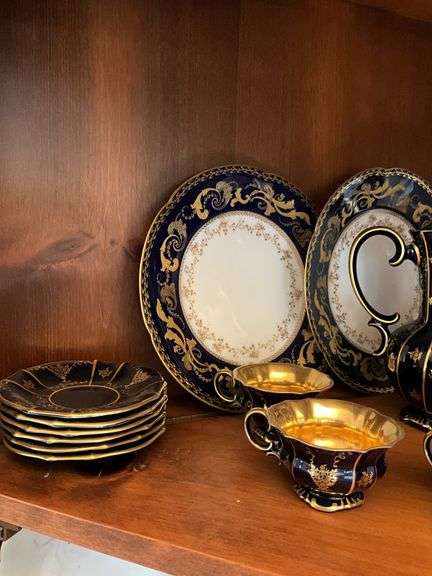 Bavaria cobalt blue china dish set w/ gold trim - Hurley Real Estate ...