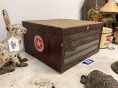 Tin country store countertop STAR TWIST thread cabinet - Hurley Real ...