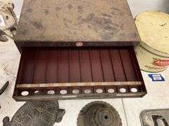 Tin country store countertop STAR TWIST thread cabinet - Hurley Real ...