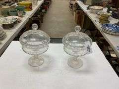 Two Dakota EAPG pressed glass covered compotes - Hurley Real Estate ...