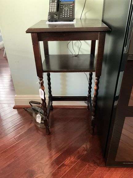 2-tier telephone stand w/ turned legs - no contents 14x16x30 - Hurley ...