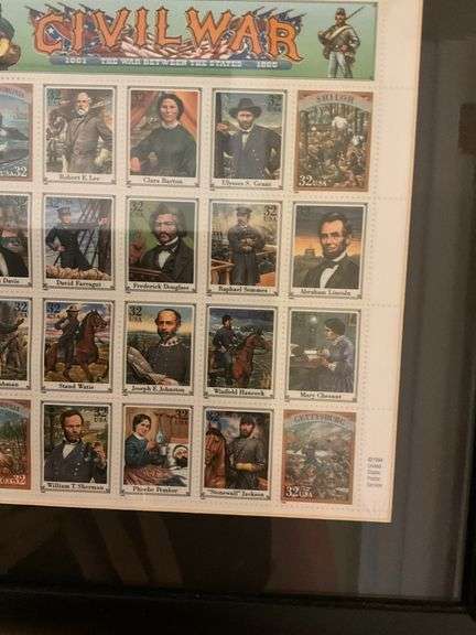 U.S. Postal Service Framed Civil War Commemorative Sheet of 32 cent ...