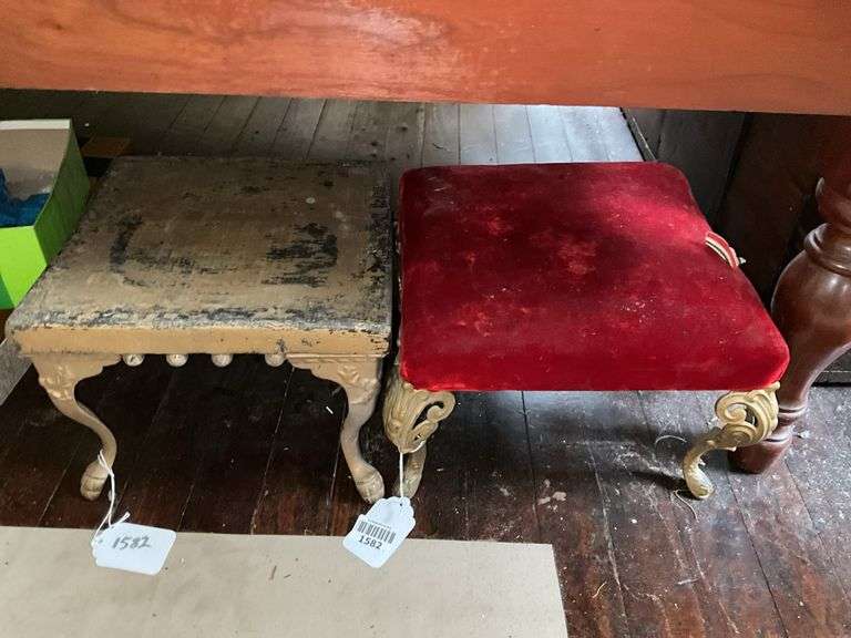 Two cast iron leg foot stools - Hurley Real Estate & Auctions