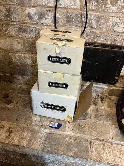Hawthorne light fixtures in boxes - Hurley Real Estate & Auctions