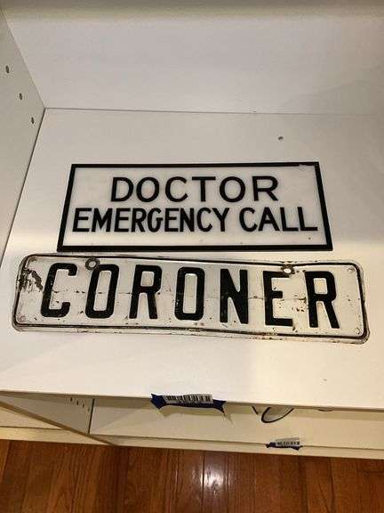 Porcelain Coroner signs & glass Doctor Emergency On Call Sign - Hurley ...