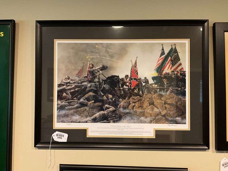 Framed Civil War Print “Valiant at the Angle” Brigadier General Garnett ...