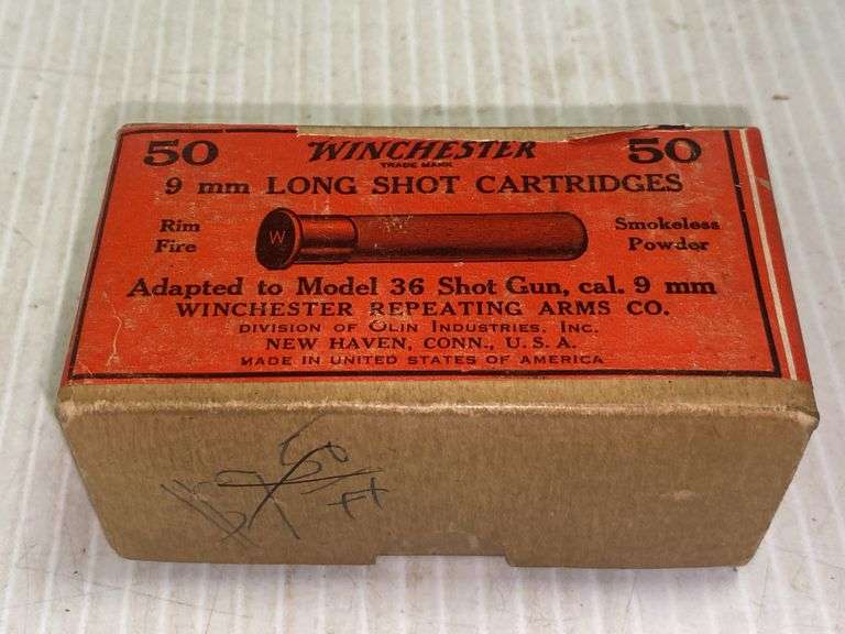 Partial box of Winchester 9mm Long rimfire shotshells - Hurley Real ...