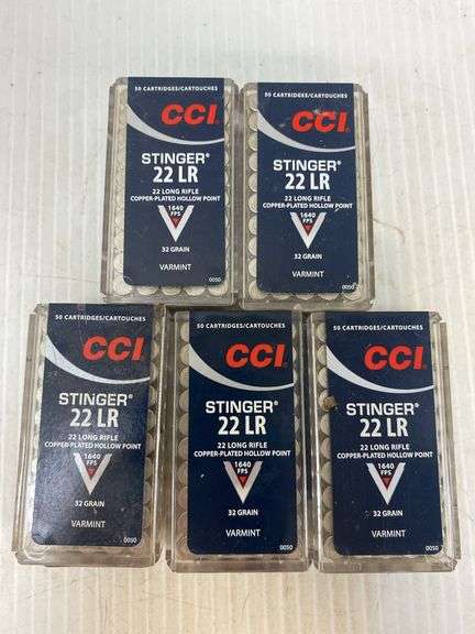 Five boxes of CCI 22 LR 32 gr HP - Hurley Real Estate & Auctions