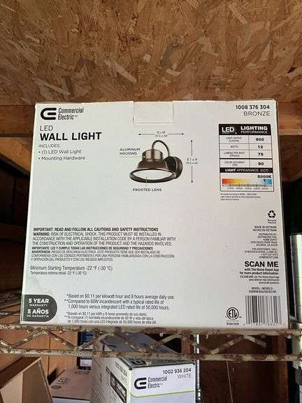 Five LED wall light fixtures in boxes - Hurley Real Estate & Auctions