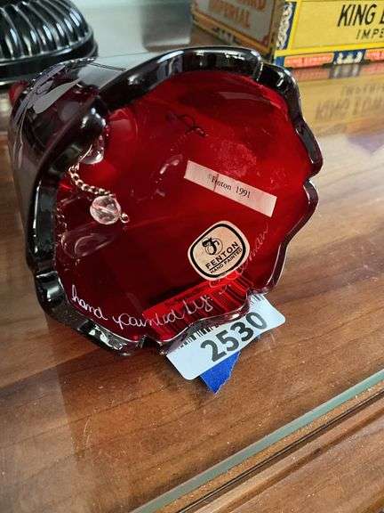 1991 Fenton ruby glass bell w/ handpainted decor - Hurley Real Estate & Auctions