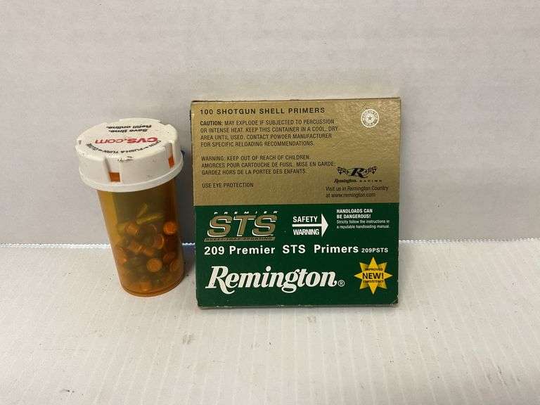 Remington 209 Premium STS Primers and bottle of misc primers/bullets ...