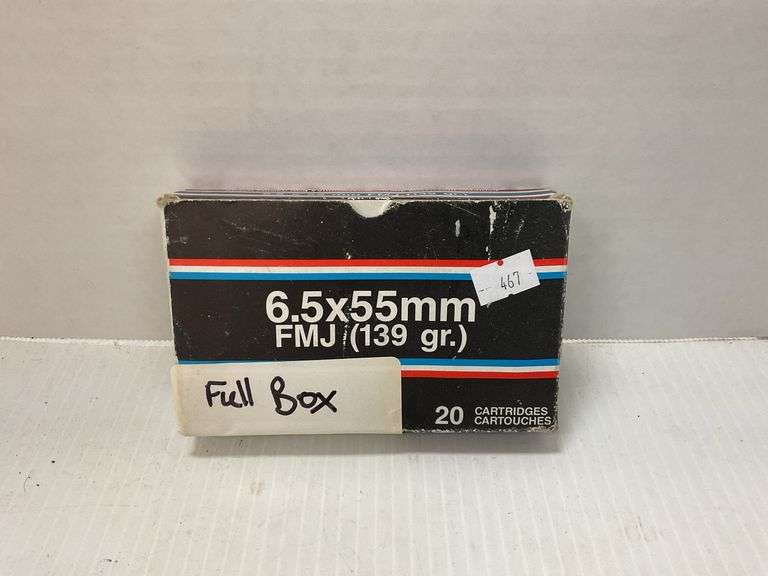 Box of 6.5 x 55mm FMJ, 139 Gr. - Hurley Real Estate & Auctions