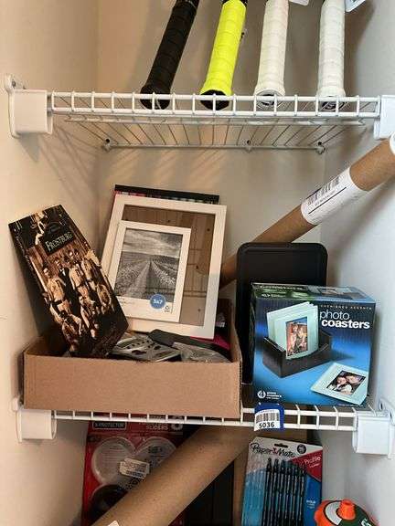 Contents of shelf, coasters, pens, books, frames, - Hurley Real Estate ...