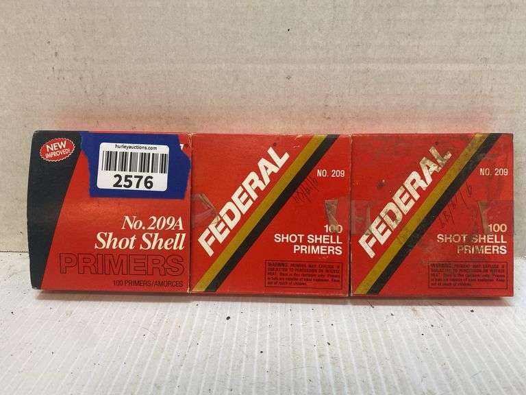 Three boxes of Federal shotshell primers #209, one partial - Hurley ...
