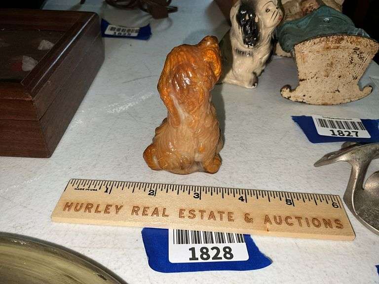 Caramel slag glass dog figurine - Hurley Real Estate & Auctions