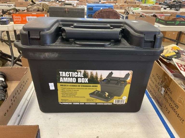 Ammo box w/ gun cleaning supplies - Hurley Real Estate & Auctions