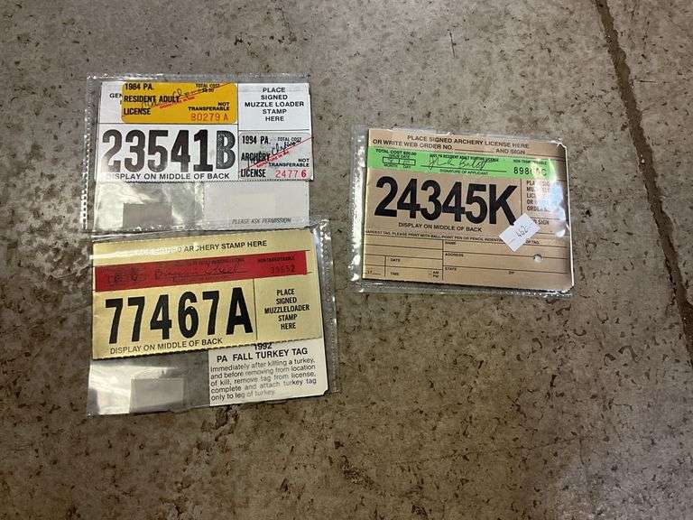 Lot of 1970's/80's Pa. hunting licenses - Hurley Real Estate & Auctions