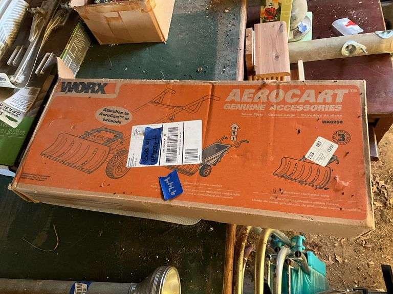 Worx Aerocart wheelbarrow w/ snow plow attachment in box - Hurley Real ...