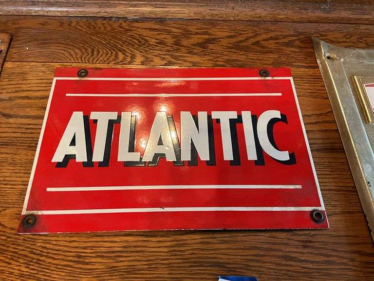 Porcelain Atlantic advertising sign 9x13 - Hurley Real Estate & Auctions