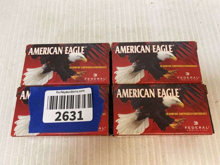 Four boxes of American Eagle 22 LR 40 gr - Hurley Real Estate & Auctions