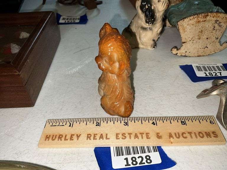 Caramel slag glass dog figurine - Hurley Real Estate & Auctions