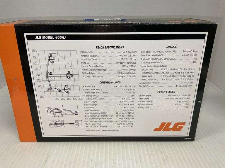 JLG 600AJ articulating boom lift diecast model - Hurley Real Estate ...