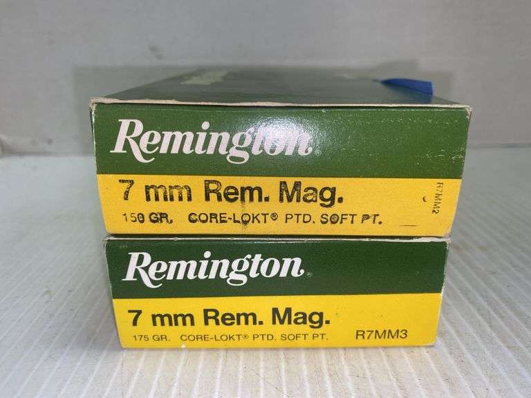 Two boxes of Remington 7mm Rem Mag PSP - one 150 gr and one 175 gr ...