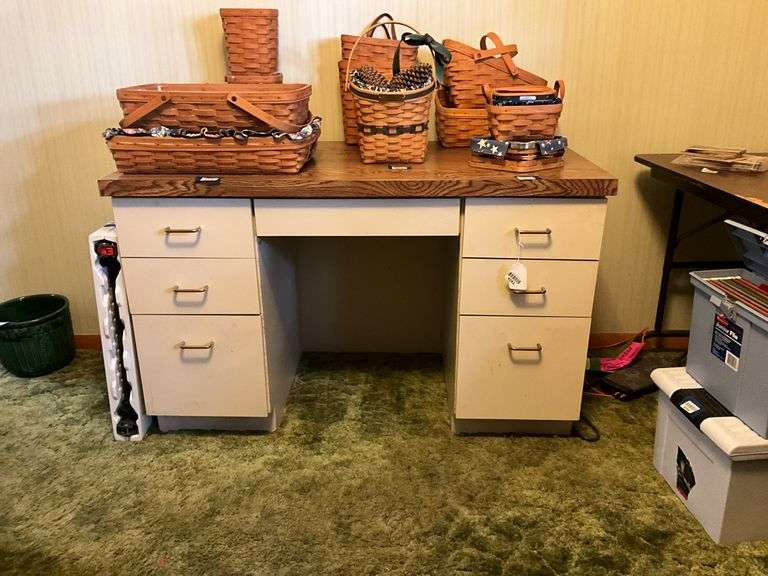 Pressed wood desk, one drawer broken - Hurley Real Estate & Auctions