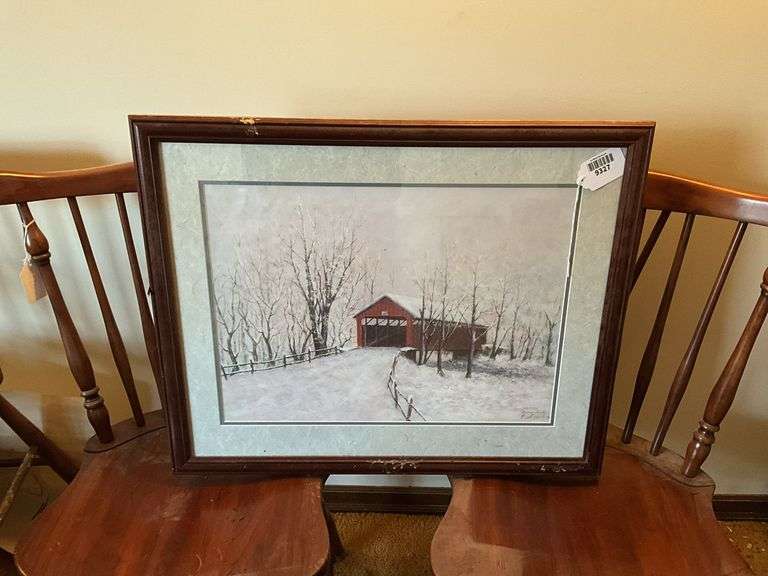 George Losch limited edition print, covered bridge, 138/750, framed ...