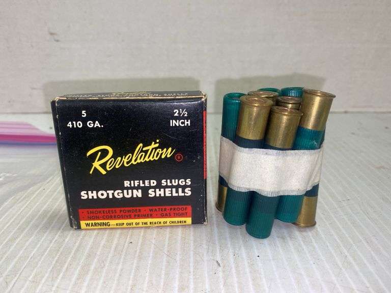 Lot of .410 slugs - Box of Revelation 2-1/2" 1/5oz rifled slugs and 10 ...