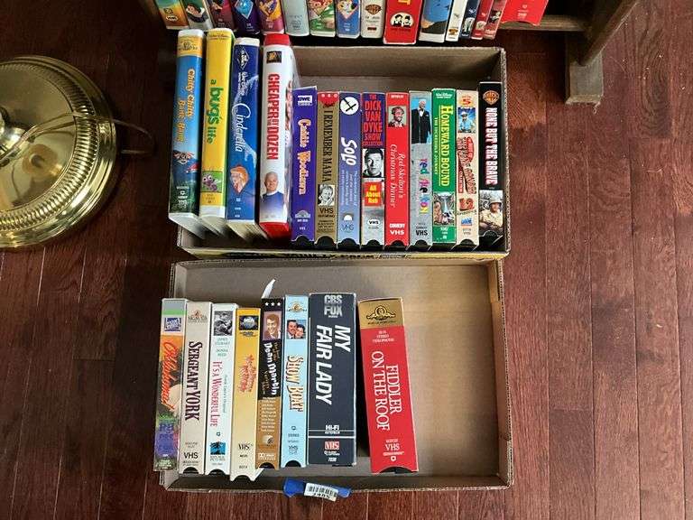 Shelf unit and DVD/VHS tape contents - Hurley Real Estate & Auctions