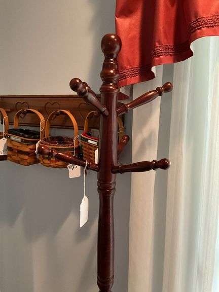 Turned wooden clothes tree - Hurley Real Estate & Auctions