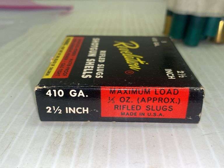 Lot of .410 slugs - Box of Revelation 2-1/2" 1/5oz rifled slugs and 10 ...