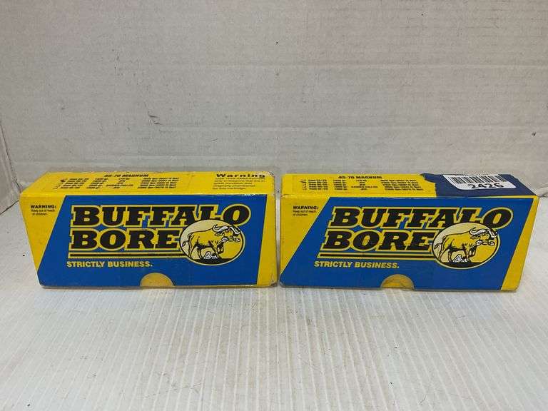 Two boxes of Buffalo Bore 45-70 Gov't 405gr JFN magnum, one box partial ...