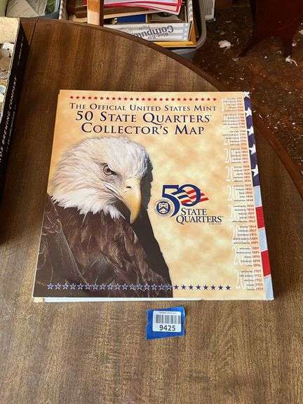 State quarters collector's map w/ quarters - Hurley Real Estate & Auctions