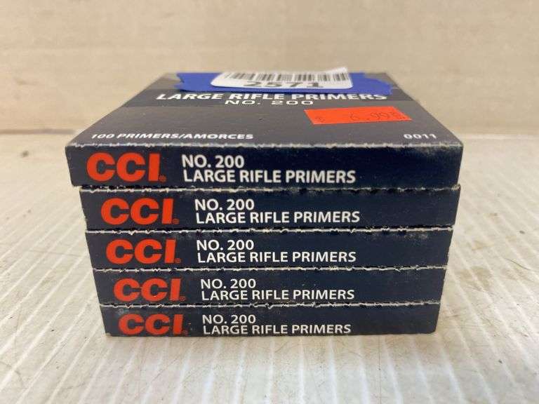 Five boxes of CCI large rifle primers #200 - Hurley Real Estate & Auctions