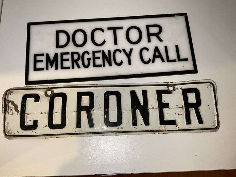 Porcelain Coroner signs & glass Doctor Emergency On Call Sign - Hurley ...
