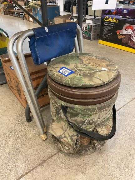 Bucket stool w/ bait, Mitchell reel, string, folding stool - Hurley ...