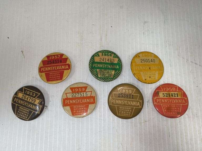 Antique 1950's Pennsylvania Fishing License Pins - Hurley Real Estate ...