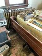 Renaissance Revival bed frame w/ carved face pediment, arched panel ...