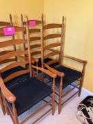 Set of four Shaker style ladderback arm chairs w/ woven tape seats - by ...