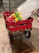 Radio Flyer Rodeo red wagon and contents, disc sled, toys - Hurley Real ...