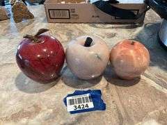 3 alabaster apple paperweights - Hurley Real Estate & Auctions