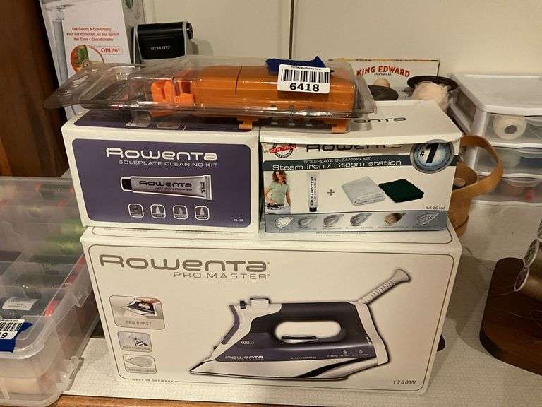 Rowenta steam iron, two iron cleaning kits, piping tip and iron cover ...