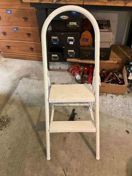 White folding step stool - Hurley Real Estate & Auctions